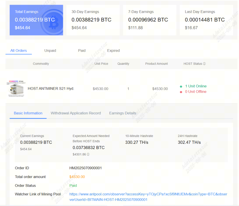 HOST ANTMINER User Page Guide – BITMAIN Support
